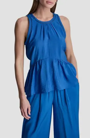 Dkny Ladder Lace Detail Sleeveless Top - Cobalt