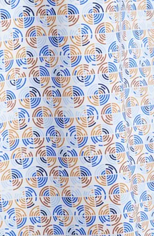 Johnston & Murphy Xc Motion Performance Knit Button-up Shirt - Blue/tan Split Disc