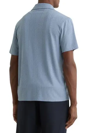 REISS Frederick Textured Stripe Camp Shirt - Soft Blue