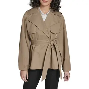 Karl Lagerfeld Short Flared Trench Coat - Khaki