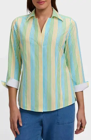 Foxcroft Taylor Stripe Cotton Button-up Shirt