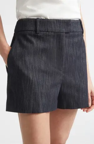 Eleventy Sequin Cotton Blend Tweed Shorts - Blue