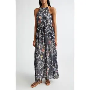 Eleventy Floral Silk Chiffon Maxi Dress