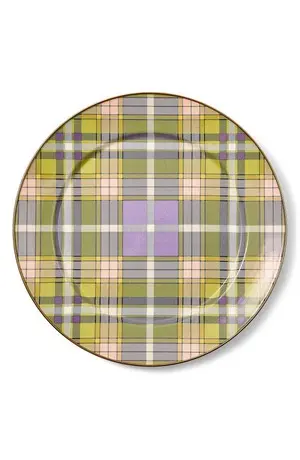 MACKENZIE-CHILDS Enameled Steel Charger Plate - Tartan Violet