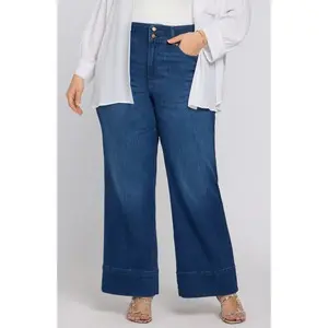 NYDJ Teresa Wide Hem Wide Leg Jeans - Deep Wave