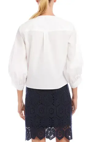 Karen Kane Tie Front Cotton Top - Off White
