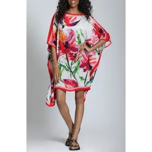 APNY Floral Print Caftan Dress - Red
