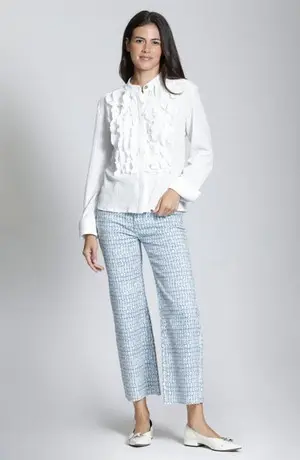 APNY Printed Crop Wide Leg Jeans