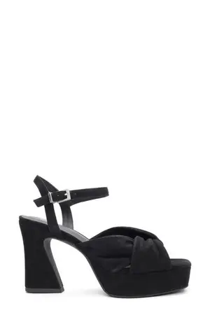 Ash Opus Suede Ankle Strap Platform Sandal - Black