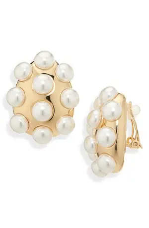Carolina Herrera Faux Pearl Studded Stud Earrings - Pearl/gold