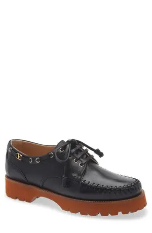 Valentino Garavani Lug Sole Boat Shoe - Black