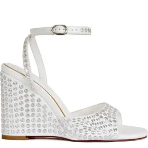 AZALEA WANG Matteus-white Studded Wedge Sandalwhite / 8.5 / Wedge White