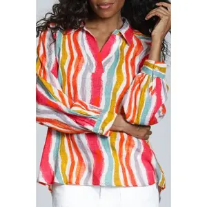 APNY Stripe Pullover Shirt - Hibiscus Multi