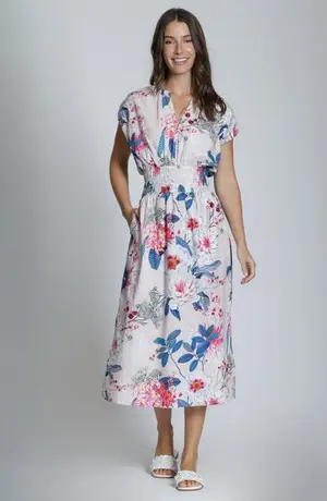 APNY Floral Print Cotton Midi Dress