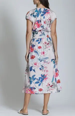APNY Floral Print Cotton Midi Dress - Blush