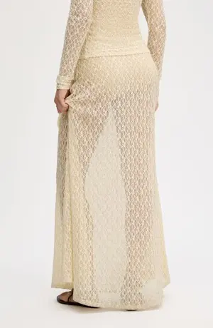 Sam Edelman Lace Knit Maxi Skirt - Almond