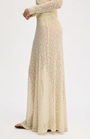 Sam Edelman Lace Knit Maxi Skirt - Almond
