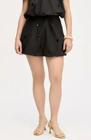 Sam Edelman Embellished Bubble Miniskirt - True Black