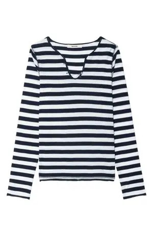 Zadig&Voltaire Striped Split-neck Top - Encore