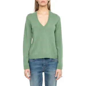 Zadig&Voltaire Vera Wool & Cashmere Sweater With Leather Elbow Patches - Verveine