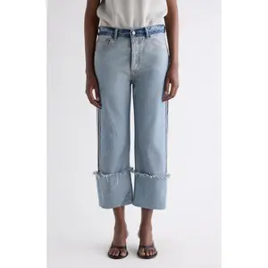 Acne Studios Rhinestone Cuff Ankle Jeans - Mid Blue