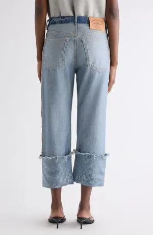 Acne Studios Rhinestone Cuff Ankle Jeans - Mid Blue