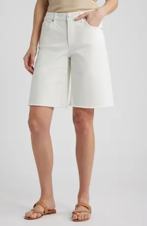CITY BLUES Frayed Denim Bermuda Shorts - Ivory