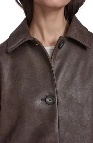 LEVI'S Water Resistant Faux Leather Longline Coat - Dark Brown Faux Suede