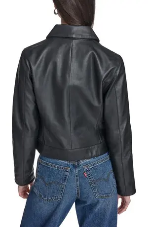 LEVI'S Leather Zip Jacket - Black