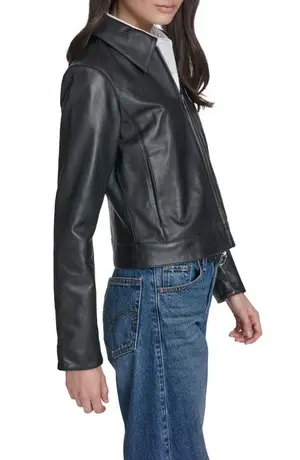 LEVI'S Leather Zip Jacket - Black