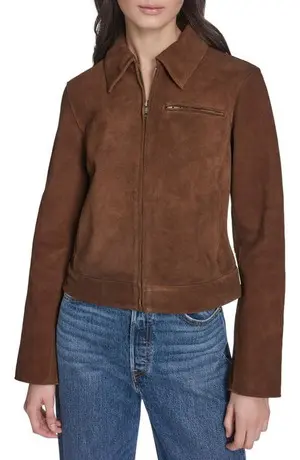 LEVI'S Leather Zip Jacket - Maple