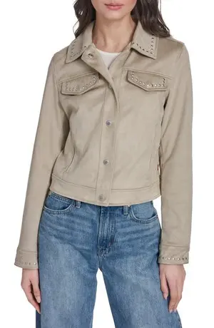 LEVI'S Studded Faux Suede Jacket - Beige