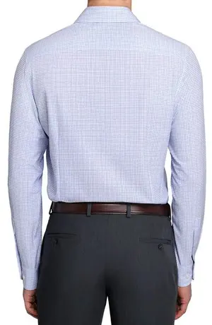 W.R.K Slim Fit Microcheck Performance Dress Shirt - White/purple