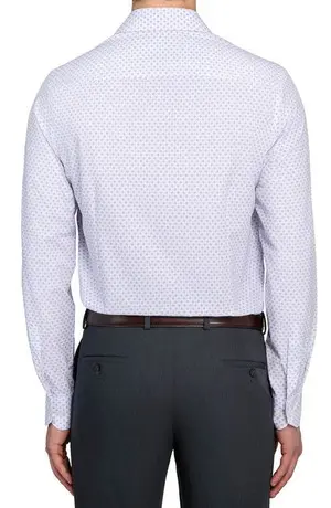 W.R.K Regular Fit Dash Print Performance Dress Shirt - White/purple