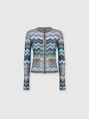 Missoni Snake-pattern Viscose Chevron Cardigan With Patch Pockets