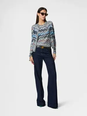 Missoni Chevron Snake Motif Viscose Cardigan With Patch Pockets - Multicoloured