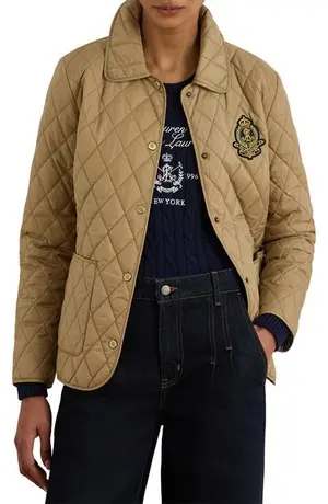 Ralph Lauren Crest Detail Quilted Jacket - Birch Tan