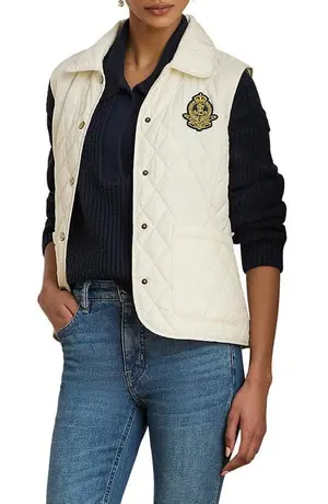 Ralph Lauren Crested Quilted Vest - Cream