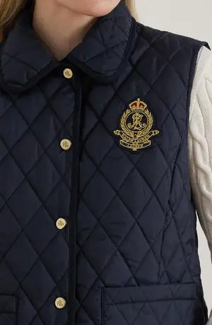 Ralph Lauren Crested Quilted Vest - Dark Navy