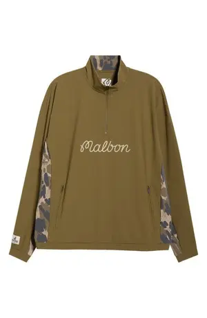 MALBON Tour Divot Quarter-zip Camouflage Jacket - Bark Camo