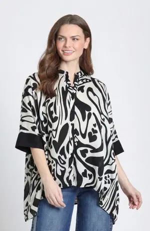 APNY Abstract Print Button-up Tunic