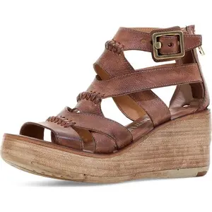 A.S.98 Norman Platform Wedge Sandal Whiskey