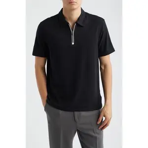 Bugatchi Quarter Zip Polo - Black