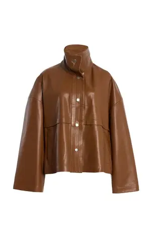 Nour Hammour Park Leather Jacket - Brown