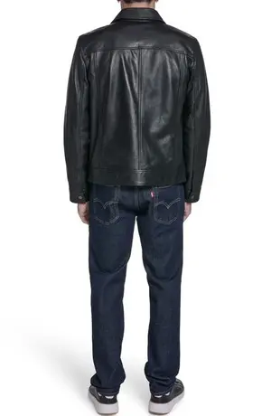 Cole Haan Leather Trucker Jacket