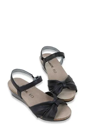 Naot Madame Ankle Strap Platform Wedge Sandal - Black Shiny Leather