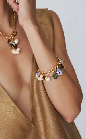 Chan Luu Delft Gold-plated -stone Charm Bracelet