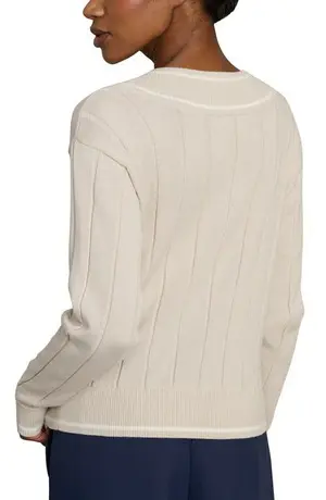 RHONE Varsity Rib V-neck Sweater - Sand