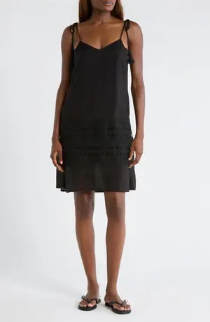 Elan Crochet Trim Cover-up Dress - Black