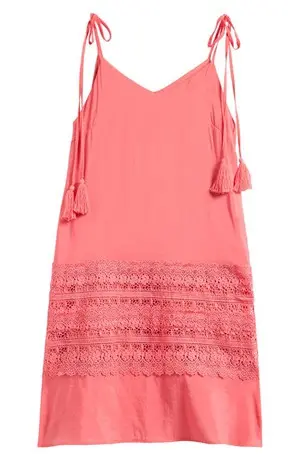 Elan Crochet Trim Cover-up Dress - Pink Bright